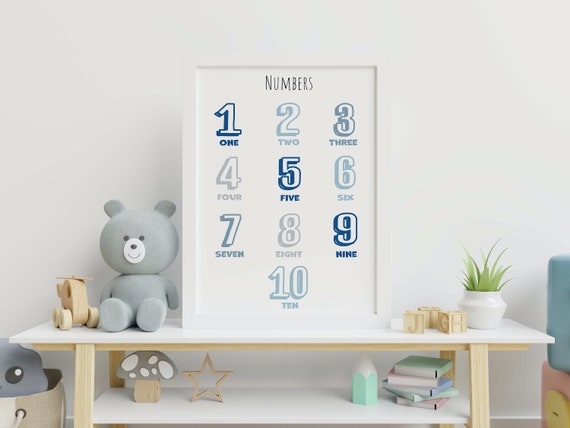 Art & Collectibles Prints Blue Numbers Print for InfantKid's Room ...