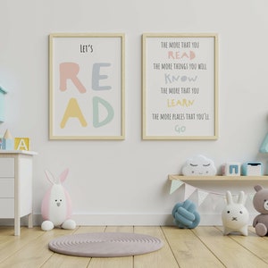 Pastel Reading Quote Print Dr Seuss Nursery Wall Art Nursery | Etsy