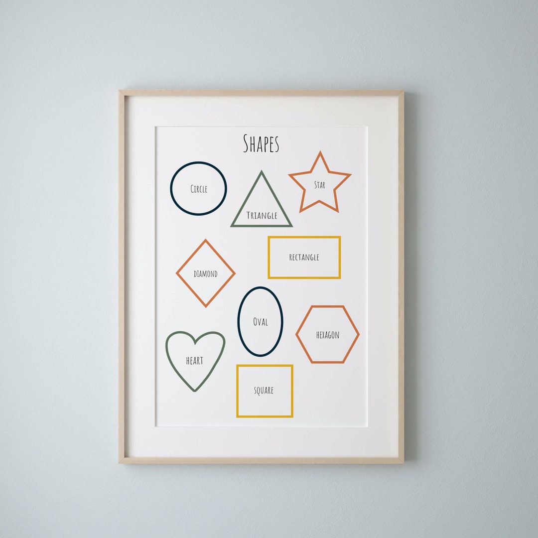 Orange & Yellow Shapes Print, Nursery Decor, Nursery Wall Art, Shape ...
