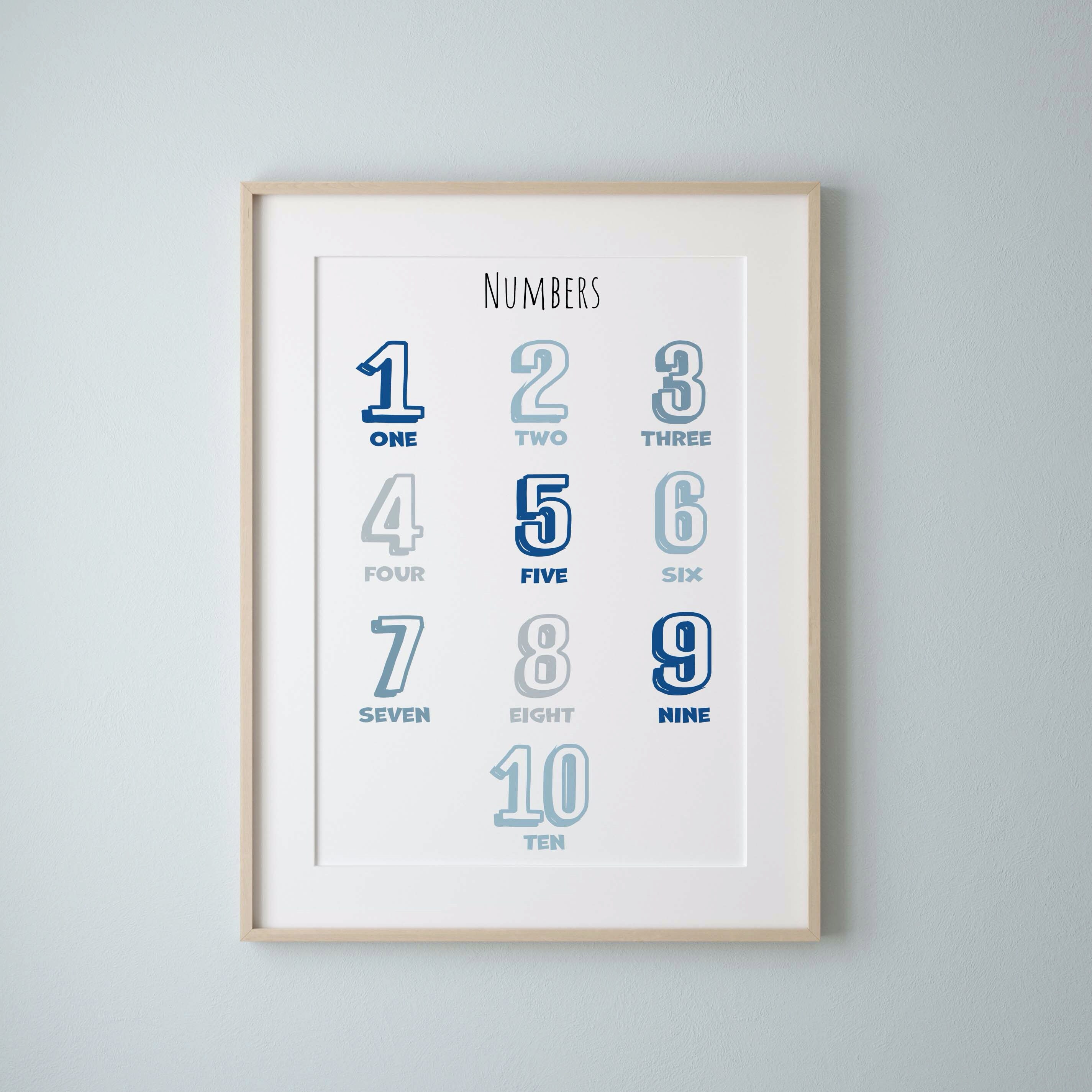 Art & Collectibles Prints Blue Numbers Print for InfantKid's Room ...