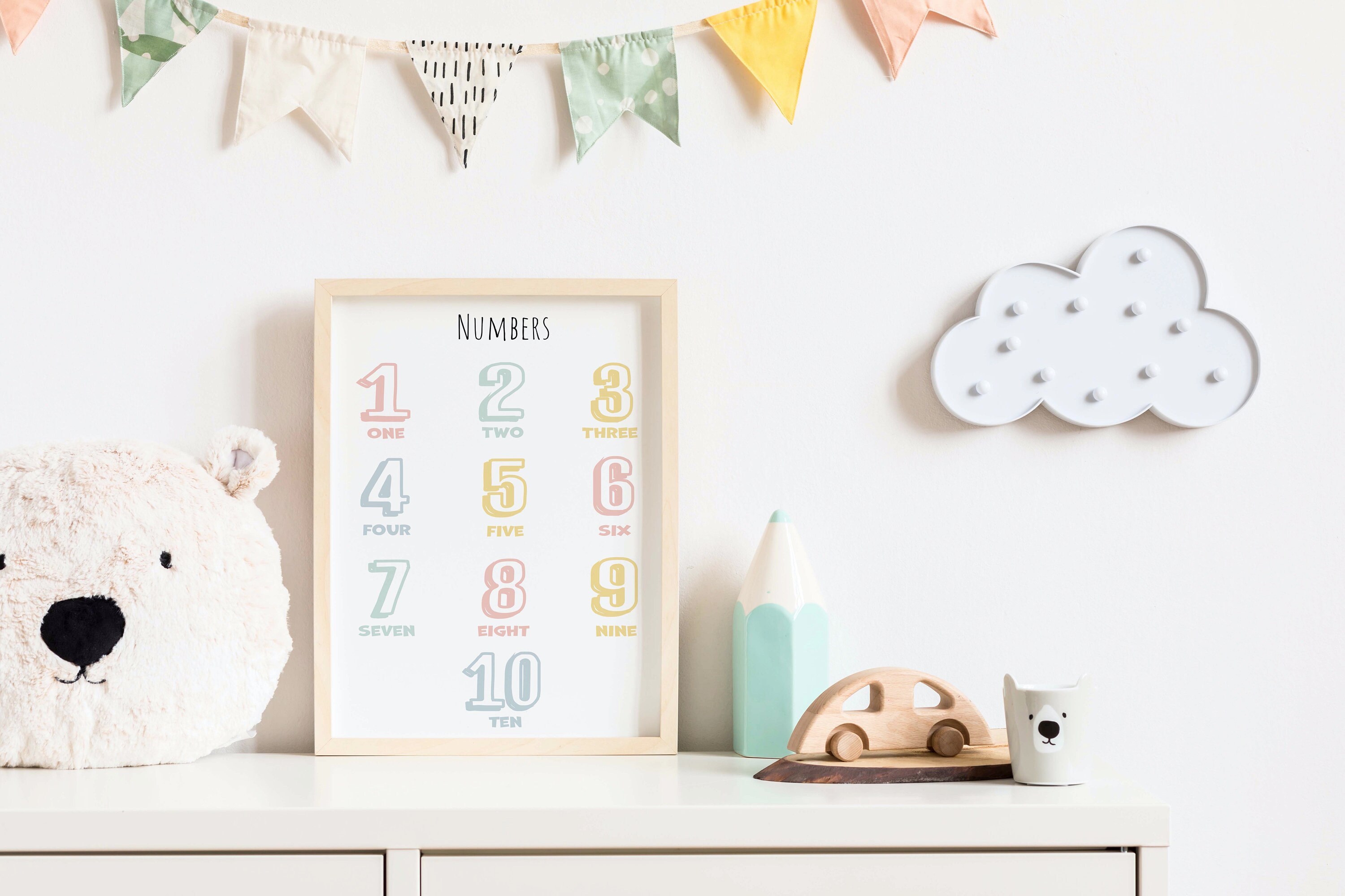Pastel Numbers Print, Nursery Decor, Nursery Wall Art, Numbers Art ...