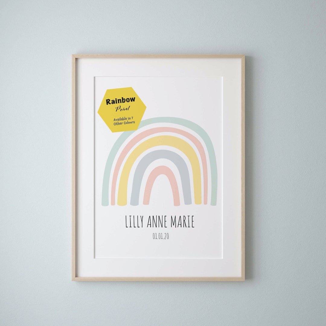 Personalised Pastel Rainbow Print, Nursery Wall Art, Nursery Decor ...