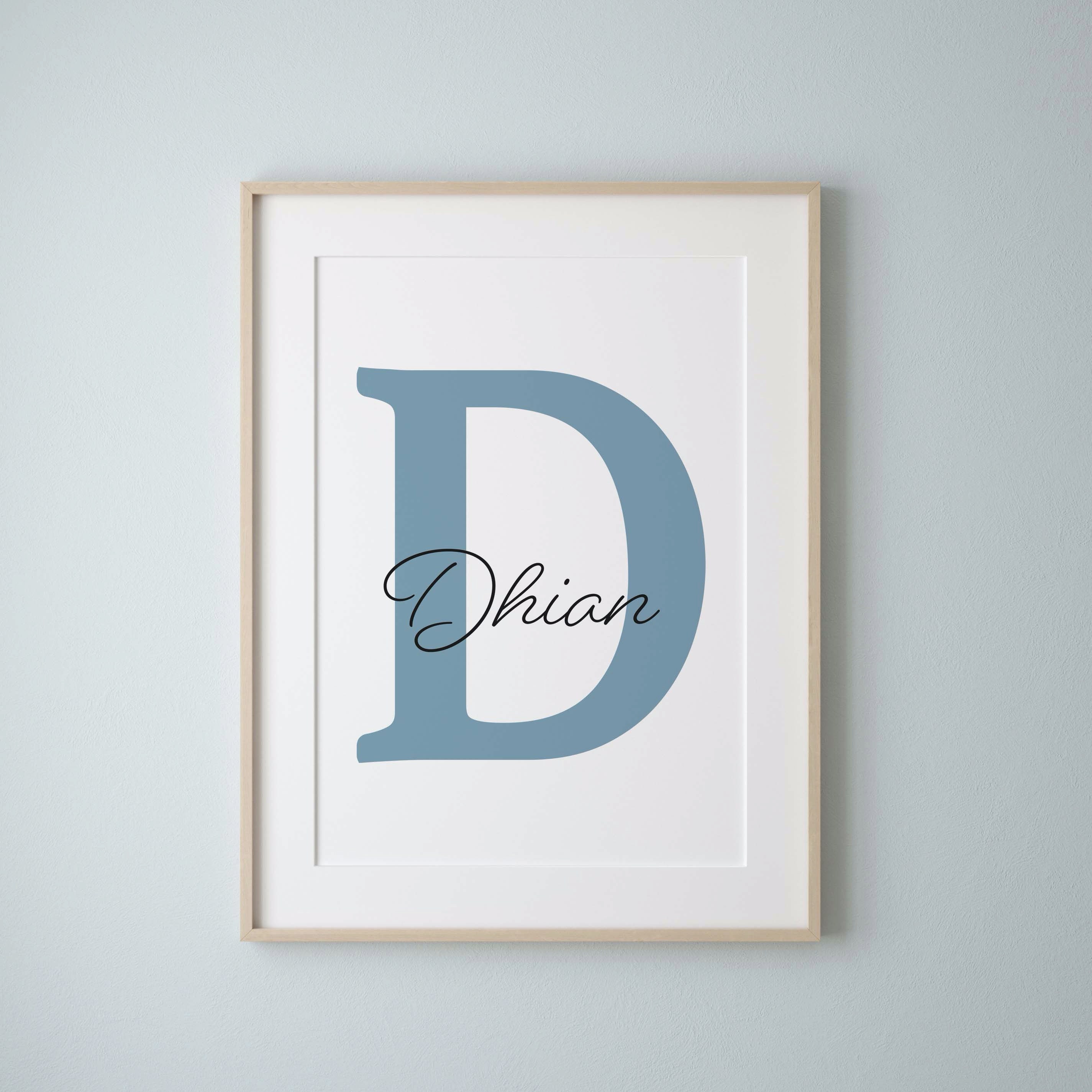 Personalised Initial Name Print Nursery decor Kids room | Etsy