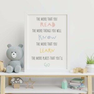 Pastel Reading Quote Print Dr Seuss Nursery Wall Art Nursery | Etsy