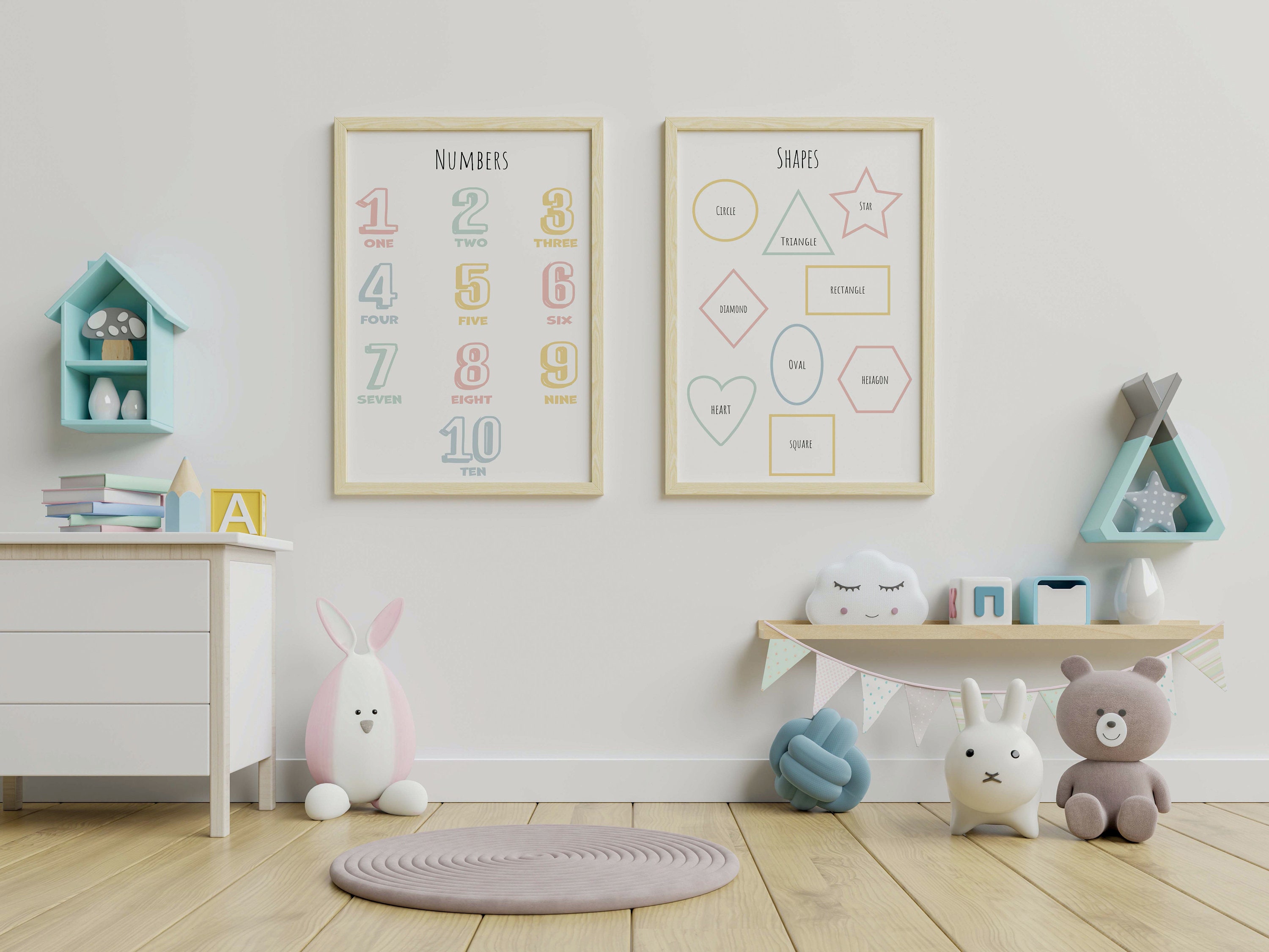 Pastel Numbers Print, Nursery Decor, Nursery Wall Art, Numbers Art ...