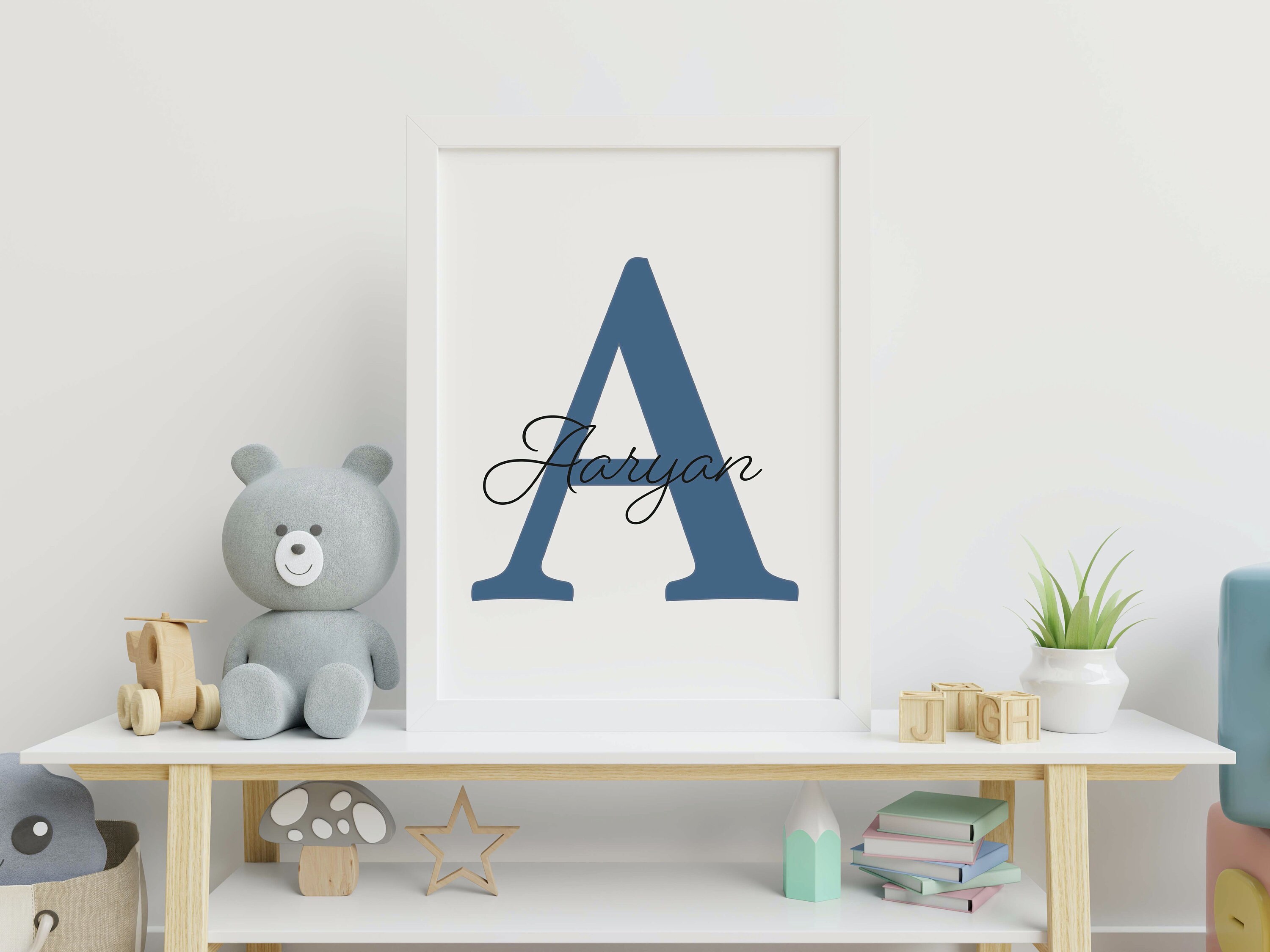 Personalised Initial Name Print, Nursery Decor, Kids Room Decor, Name ...
