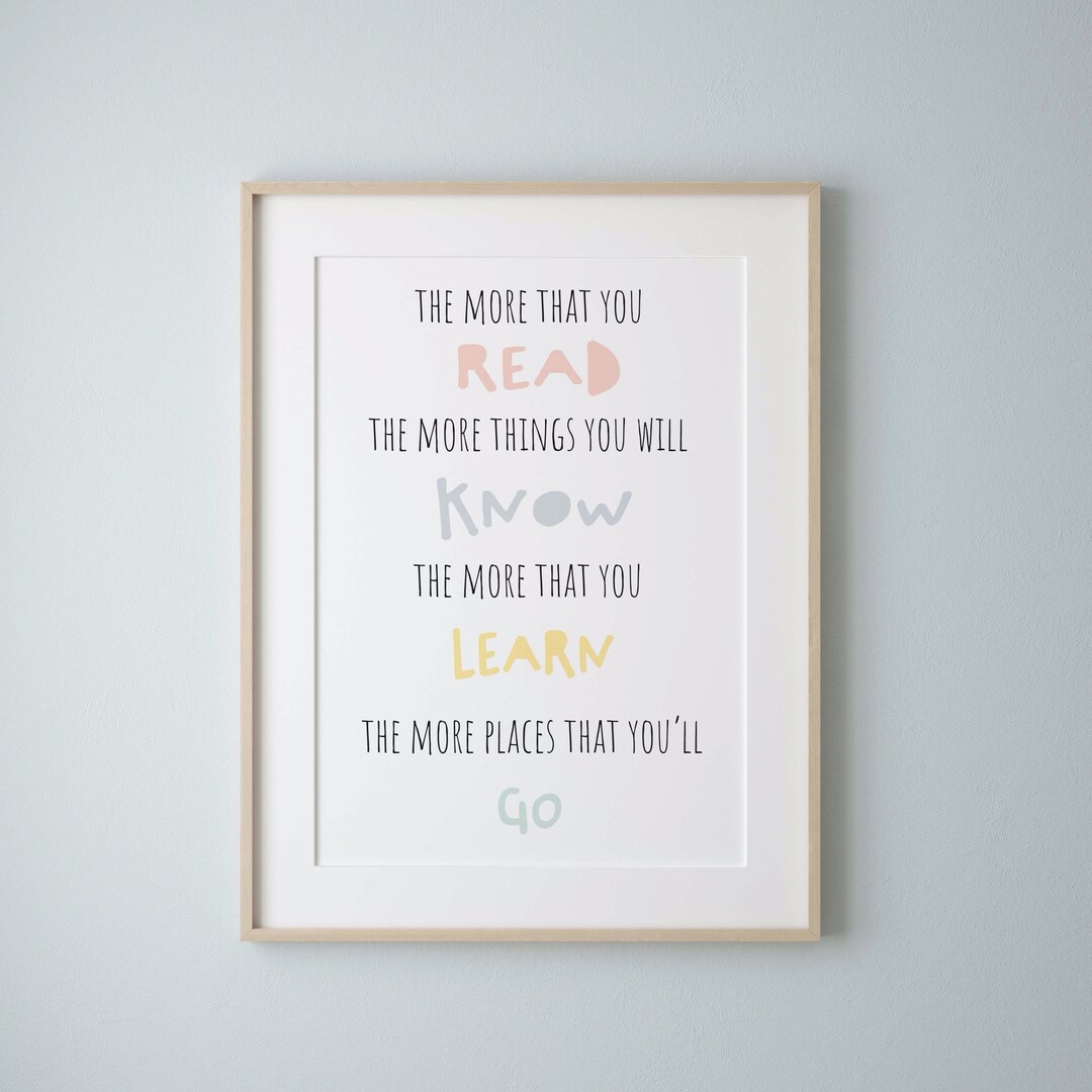 Pastel Reading Quote Print Dr Seuss Nursery Wall Art Nursery - Etsy