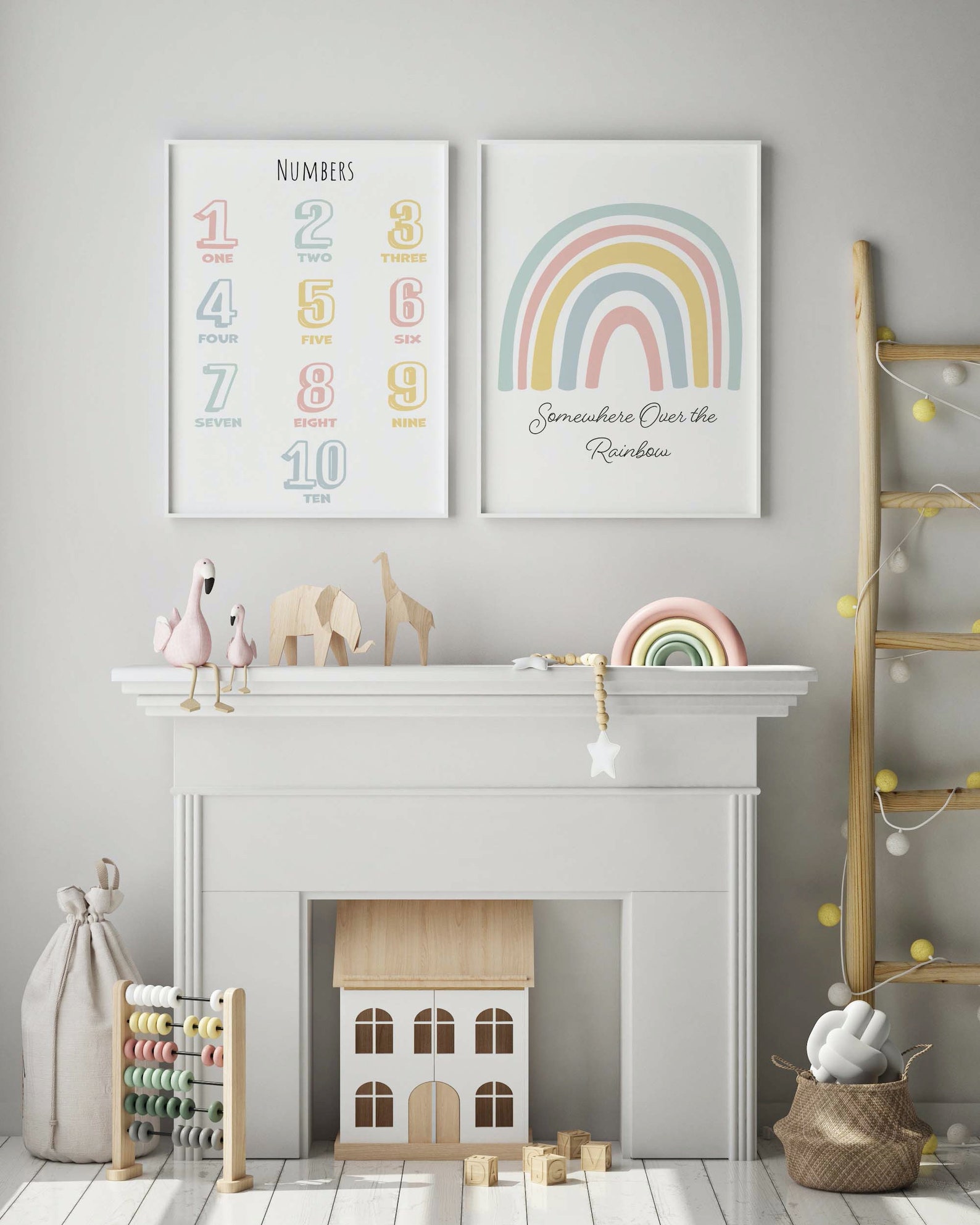 Pastel Numbers Print, Nursery Decor, Nursery Wall Art, Numbers Art ...