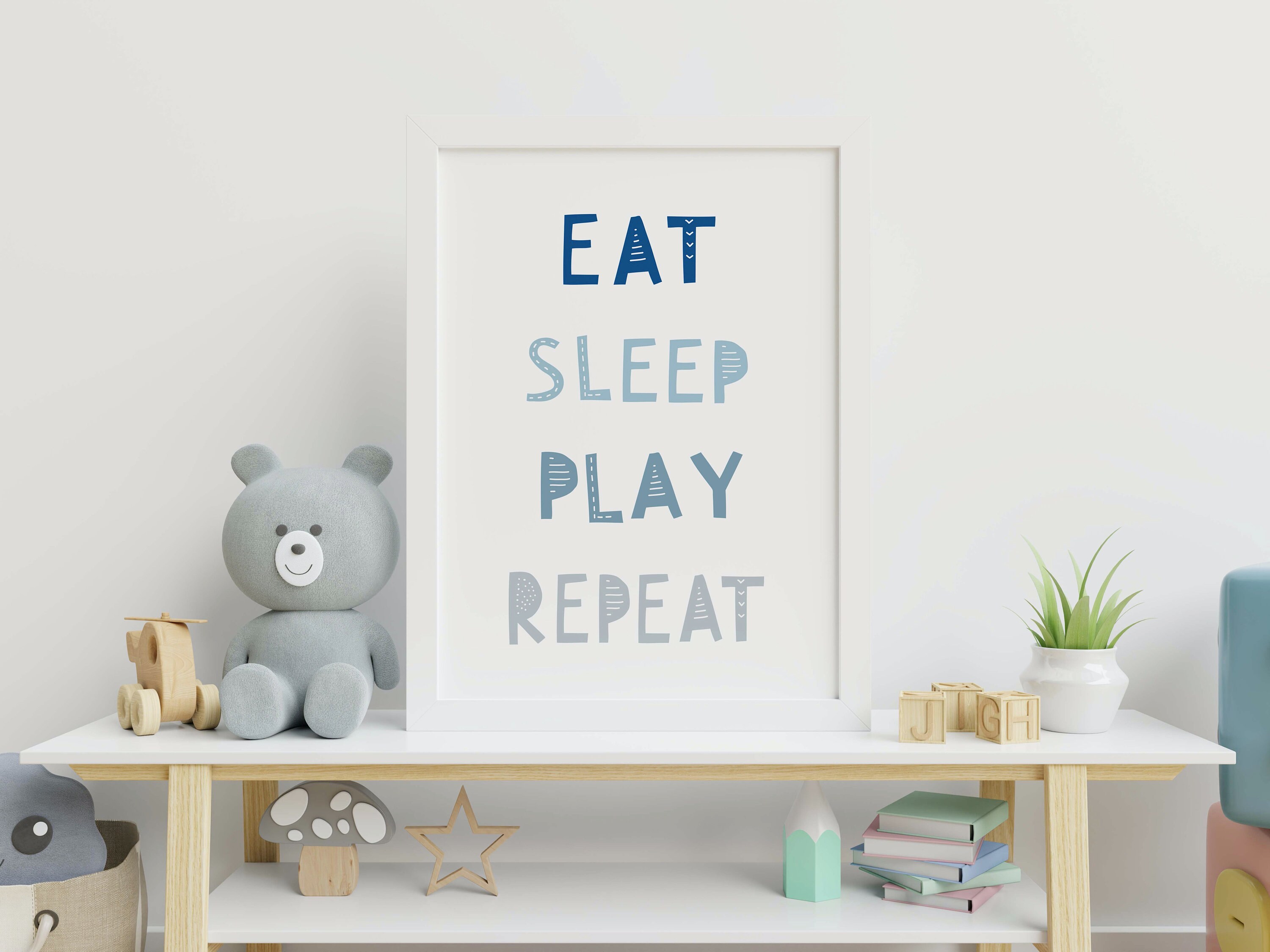Eat Sleep Play Repeat Quote Print Nursery Decor Playroom - Etsy UK