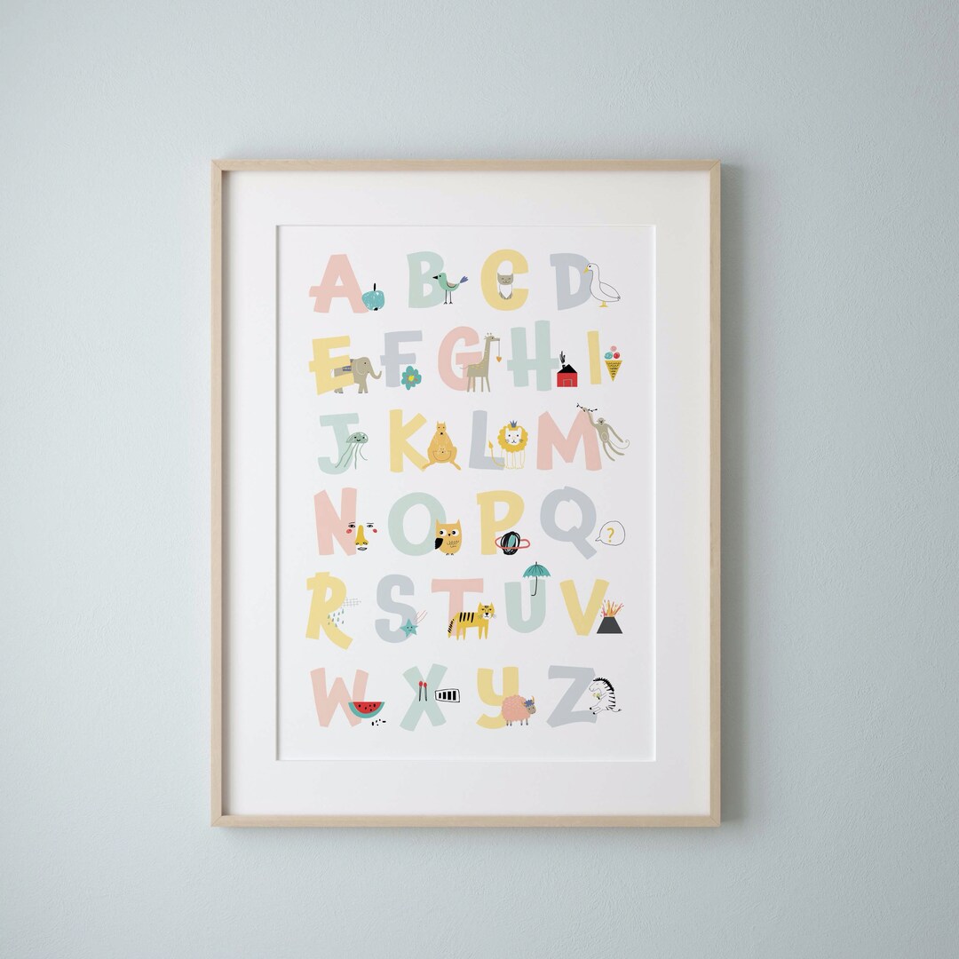 Pastel Alphabet Print, Nursery Decor, Nursery Wall Art, Alphabet Art ...