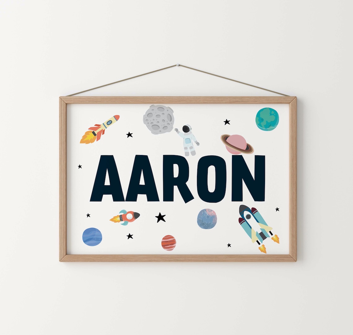 Space Theme Name Print Name Wall Art Nursery Letter Art - Etsy