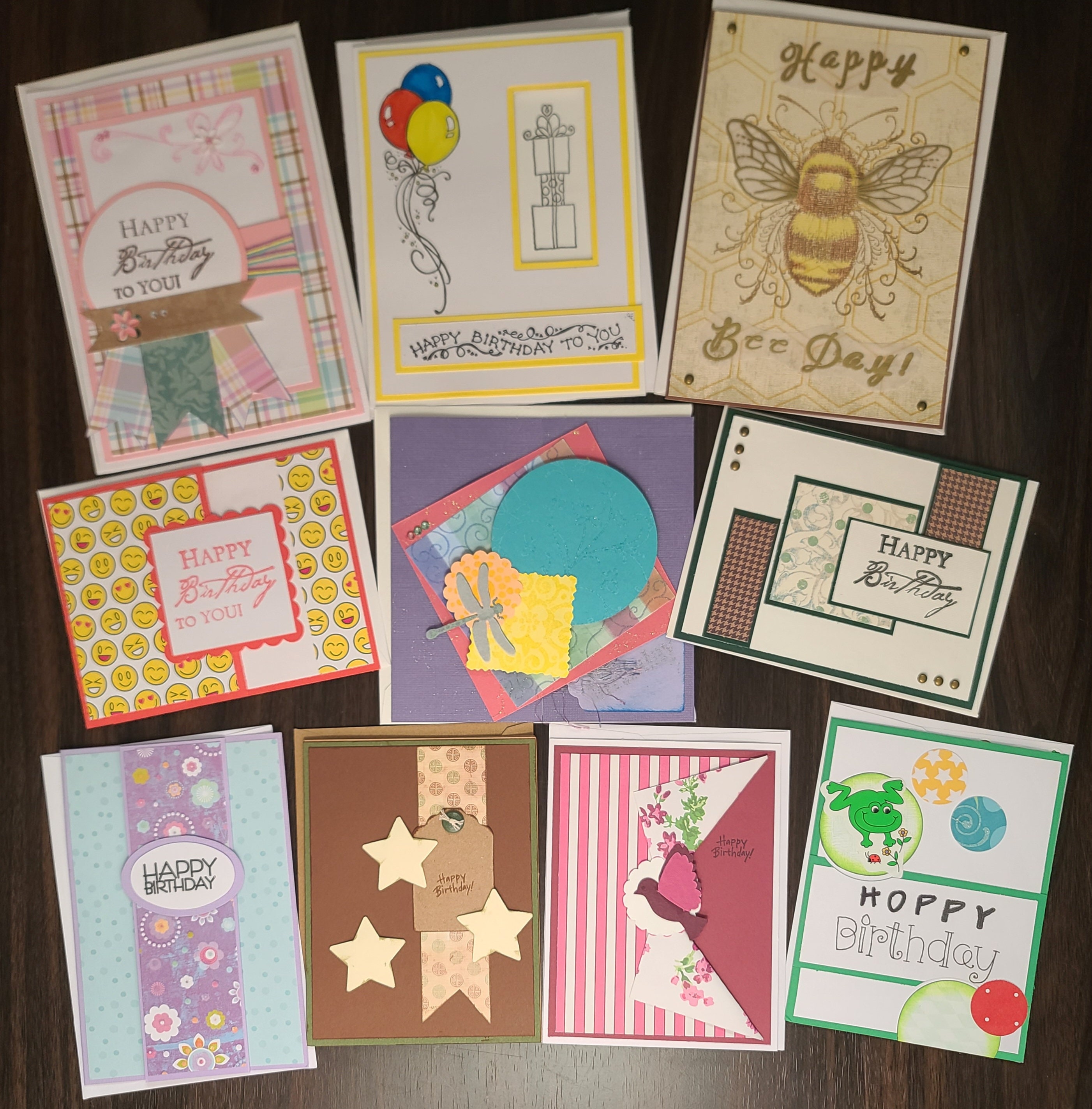 10 Handmade Birthday Card Assortment With Envelopes, Card Grab Bag ...