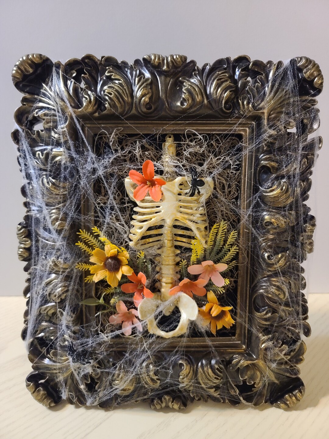 3-D Skeleton Frame Floral Shadow Box Collage Macabre Decor - Etsy