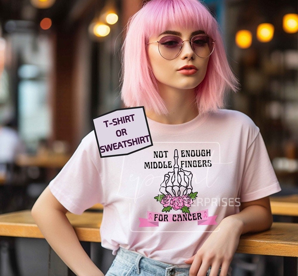 Skeleton Hand Middle Finger Breast Cancer Awareness Shirt, Pink October ...