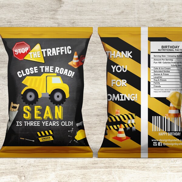 Construction Theme Chip Bag - Etsy