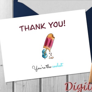 Printable Thank You Card - Downloadable Card - Cute Summer Theme - PDF ...