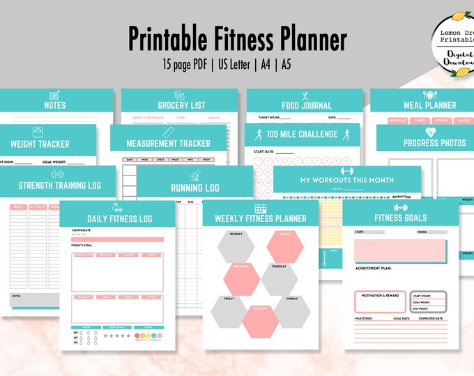 Ultimate Fitness Planner Bundle PDF | Digital or Printable Fitness ...
