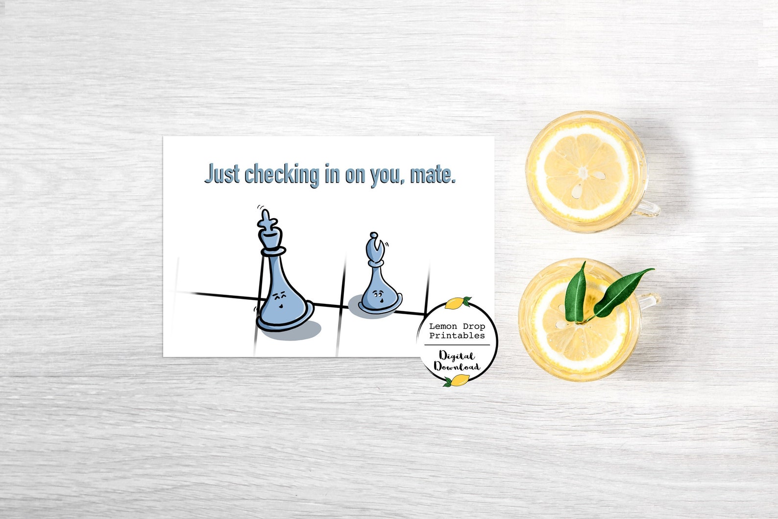Printable Cute Chess Card, Just Checking in on You Mate, Friendship ...