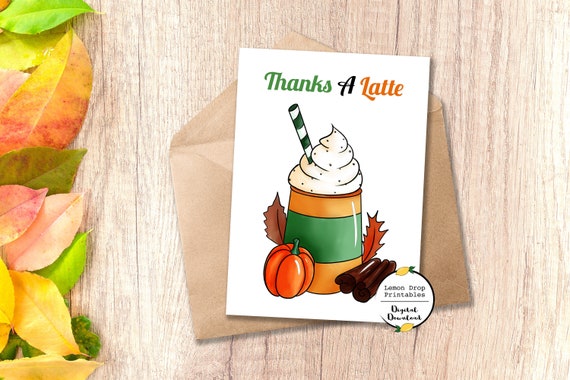 Printable Thanks A Latte Card 5 X 7 PDF Download Thank You | Etsy