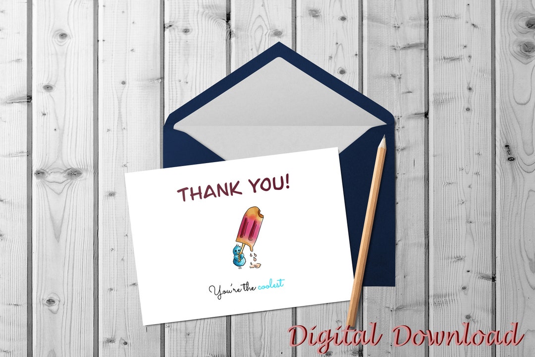 Printable Thank You Card - Downloadable Card - Cute Summer Theme - PDF ...