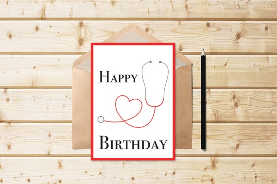 Printable Stethoscope Happy Birthday Card Medicine/doctor | Etsy