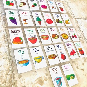 Printable ABC Flashcards, Food Alphabet Flashcards, Learning Letters ...
