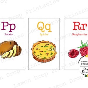Printable ABC Flashcards, Food Alphabet Flashcards, Learning Letters ...