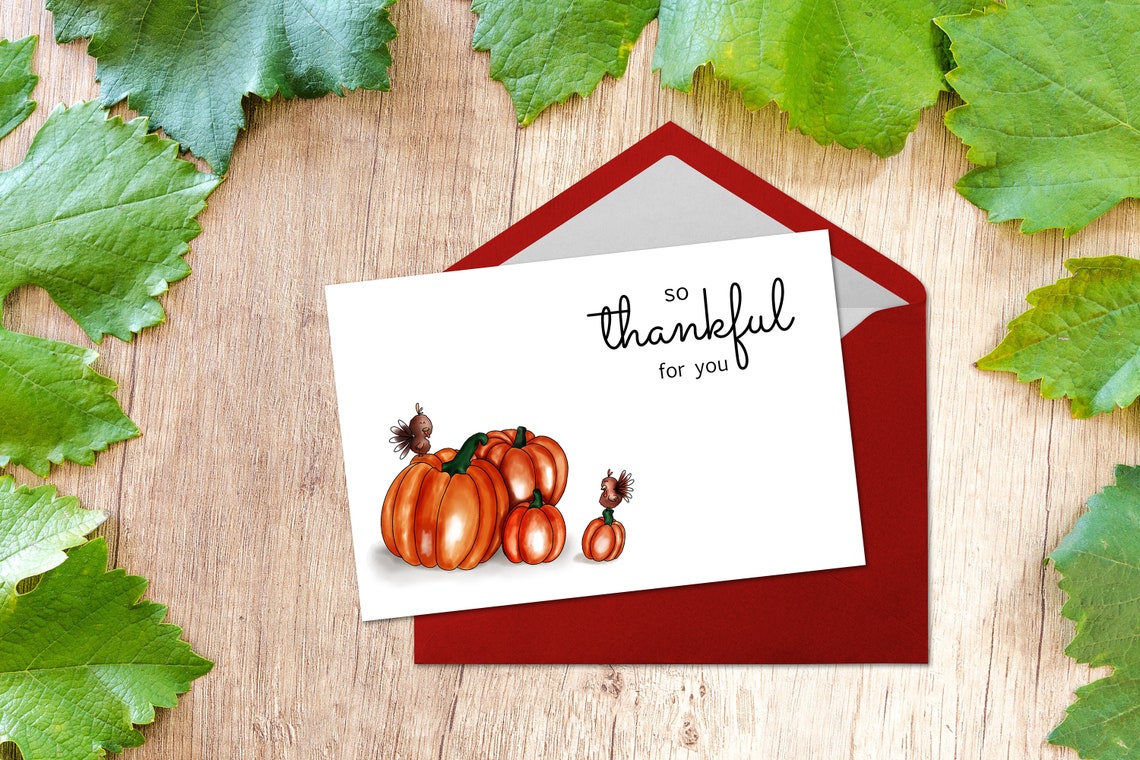 Printable so Thankful for You Fall Card, Happy Thanksgiving Card, Fall ...