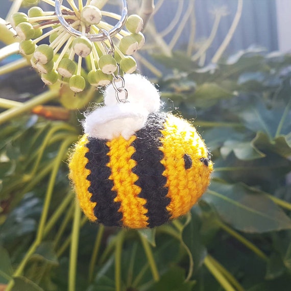 Bee Gifts Bumblebee Keyring Crochet Bee Bee Keyring Bee | Etsy