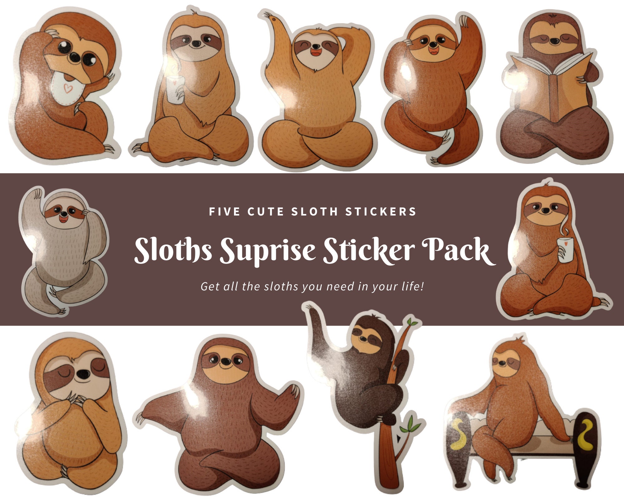 Sloths Suprise Sticker 5 Pack Journal Stickers Laptop Stickers Planner ...