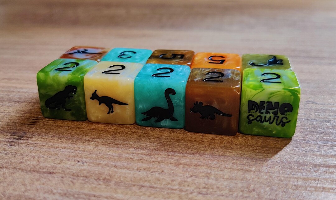 Dino Dice Made by Vera's Arts & Dice | Dinosaur Dice - 8 Unique ...
