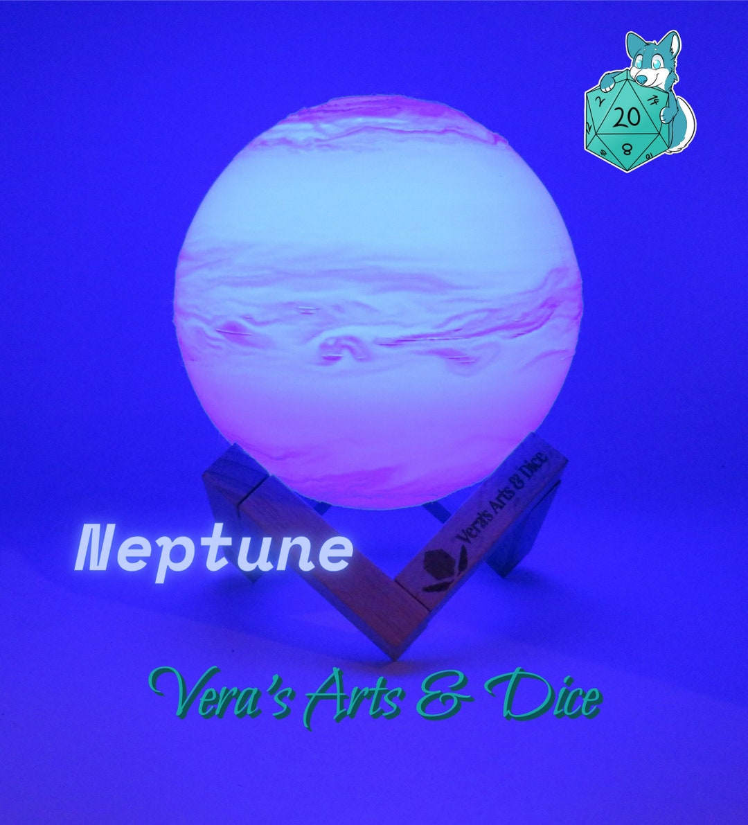 Neptune Lamp Planet Lamps Vera's Arts & Dice 3D Printed, 16 Color LED ...