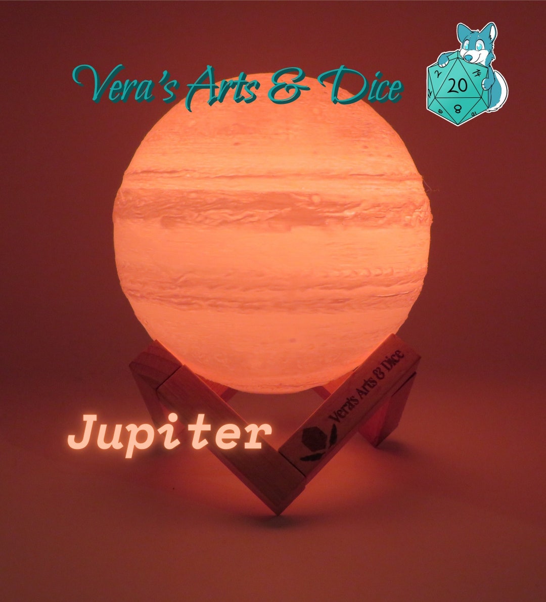 Jupiter Lamp - Planet Lamps | Vera's Arts & Dice - 3D Printed, 16 Color ...