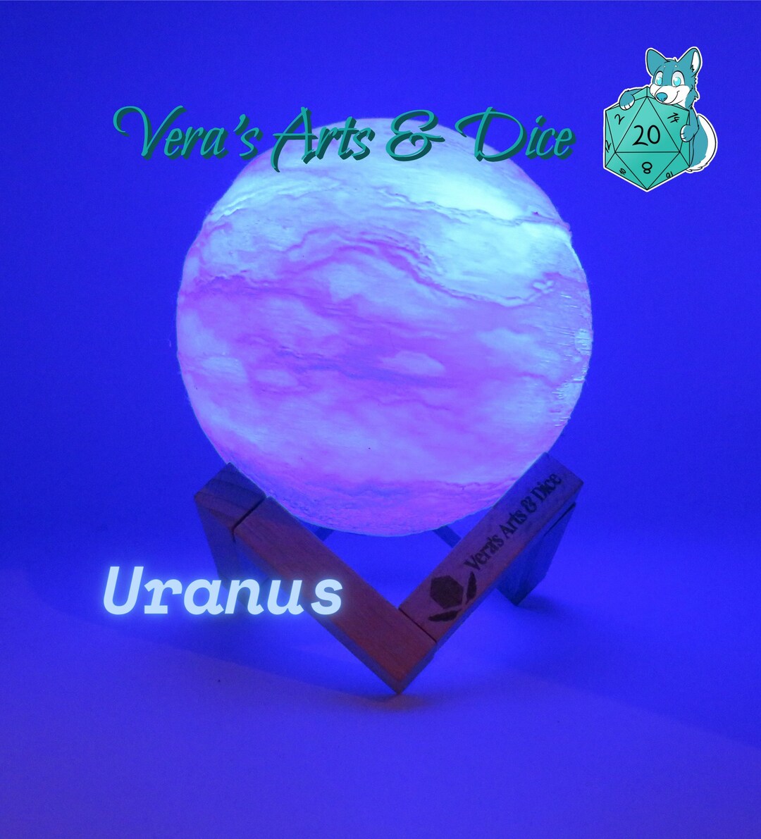 Uranus Lamp - Planet Lamps | Vera's Arts & Dice - 3D Printed, 16 Color LED, Rechargeable, Remote ...