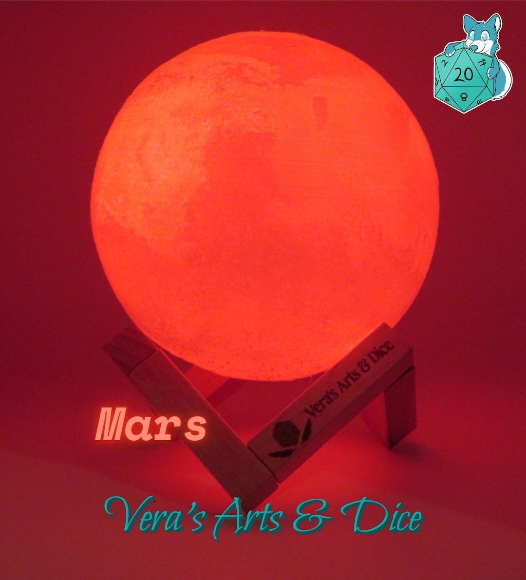 Mars Lamp - Planet Lamps | Vera's Arts & Dice - 3D Printed, 16 Color ...