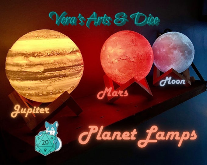 Jupiter Planet Night Lamp, 3D Printed Lamp, Modern Desk Lamp, Astrology ...
