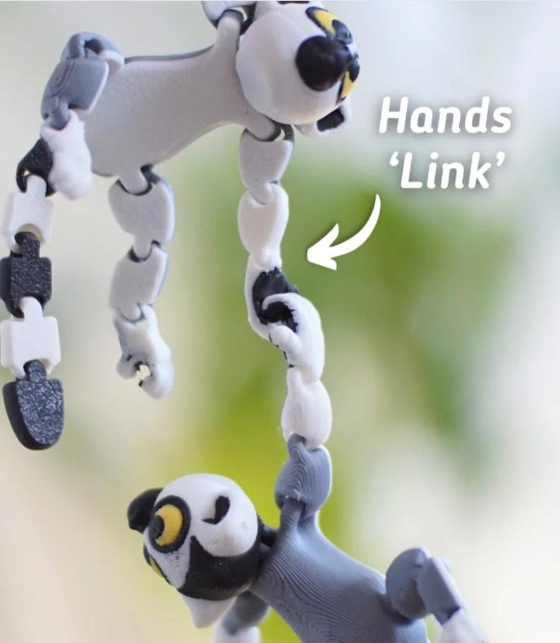 Linking Lemur – Articulated 3D Printed Lemur Fidget Toy | Connectable ...