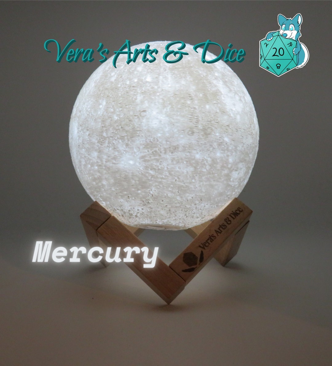 Mercury Lamp - Planet Lamps | Vera's Arts & Dice - 3D Printed, 16 Color ...