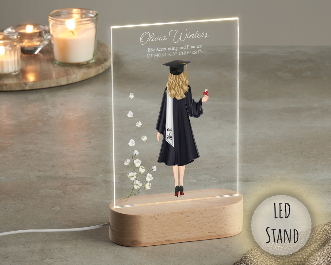 Graduation Gift for Her With LED Stand | Female Graduation Acrylic ...