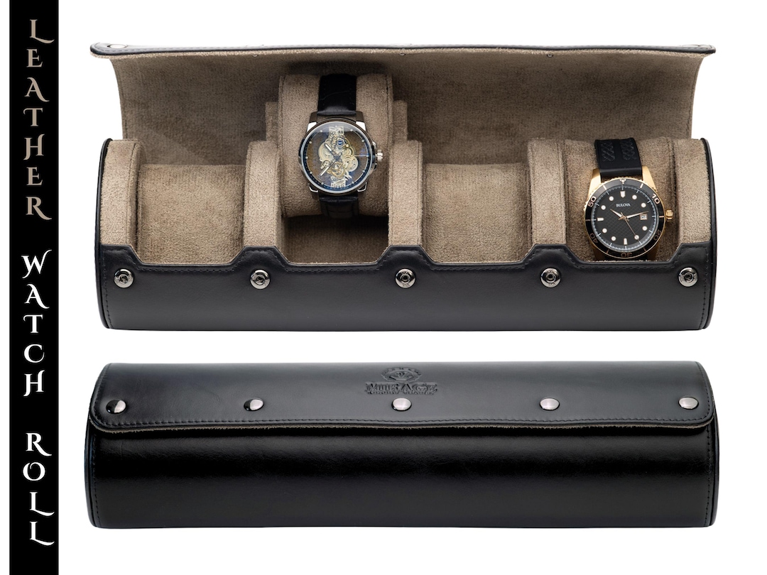 Leather 4-watch Travel Case: Full Grain Cowhide Watch Roll - Etsy