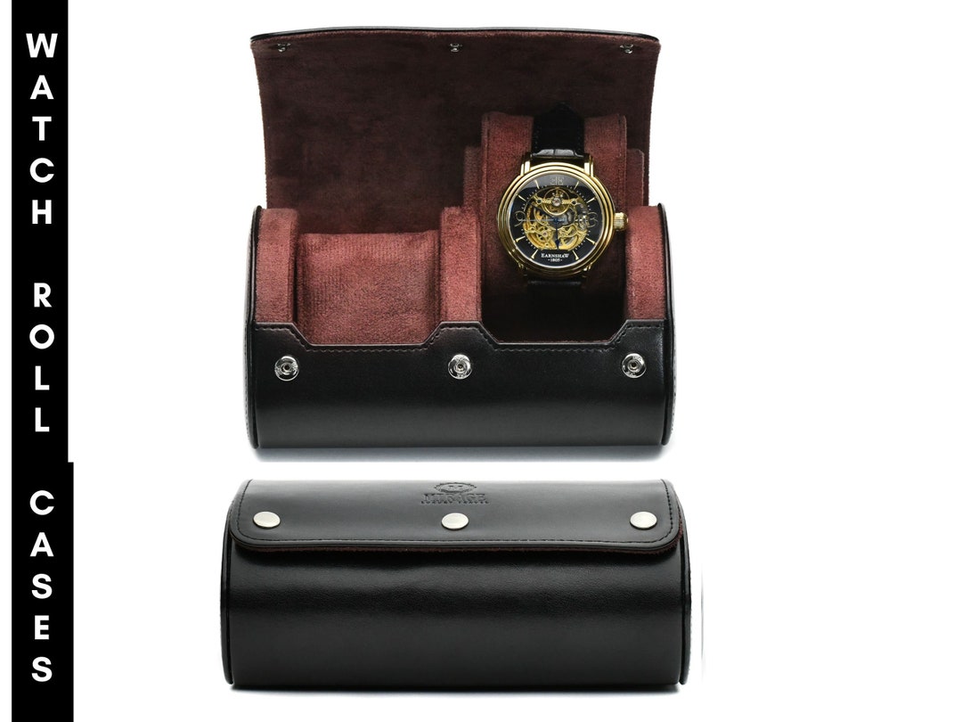 2 Watch Case for Men Watch Travel Case Leather Watch Roll Organizer and ...