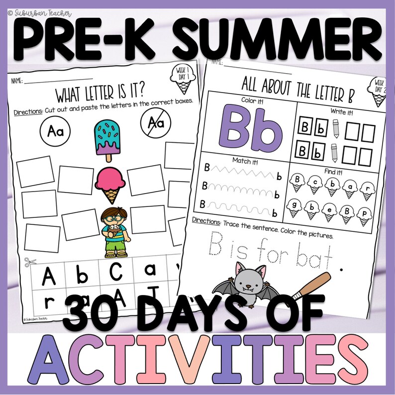 Kindergarten Readiness Preschool Summer Review Packets Teacher and ...