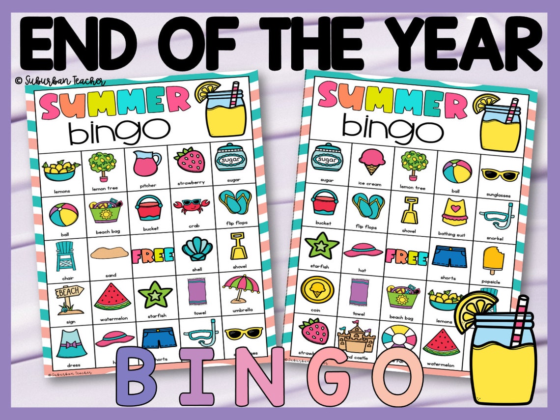End of the Year Summer Games Fun Summer Bingo - Etsy