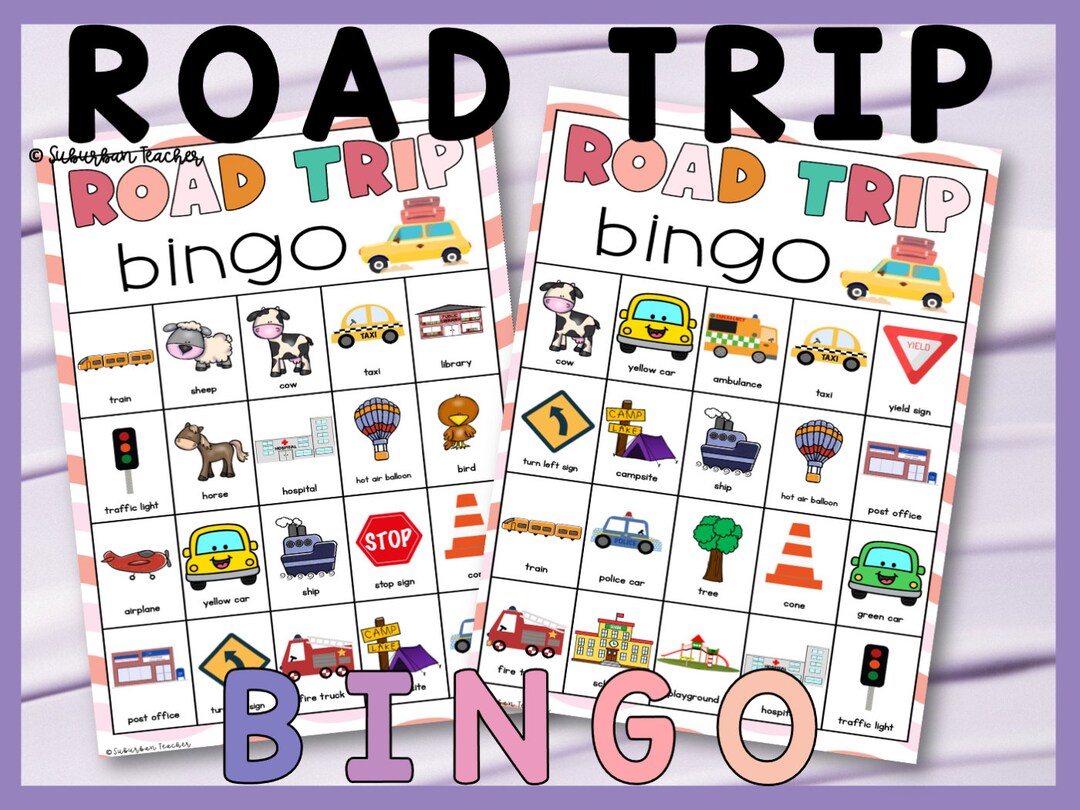 Road Trip Games for Kids Travel Bingo - Etsy