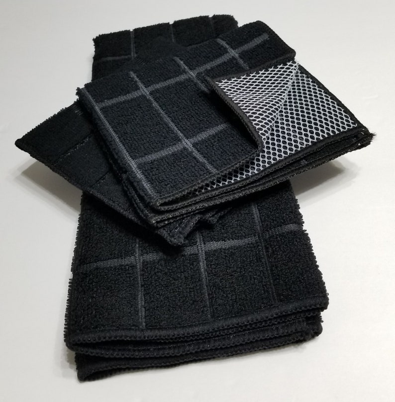 Black Microfiber Cleaning Cloths Washcloths and Hand Towels | Etsy