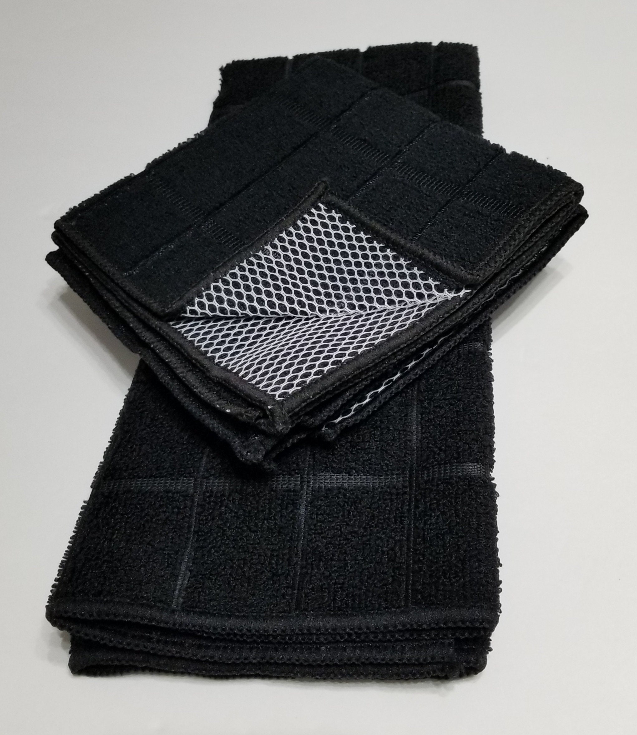 Black Microfiber Cleaning Cloths, Washcloths and Hand Towels for Bath ...