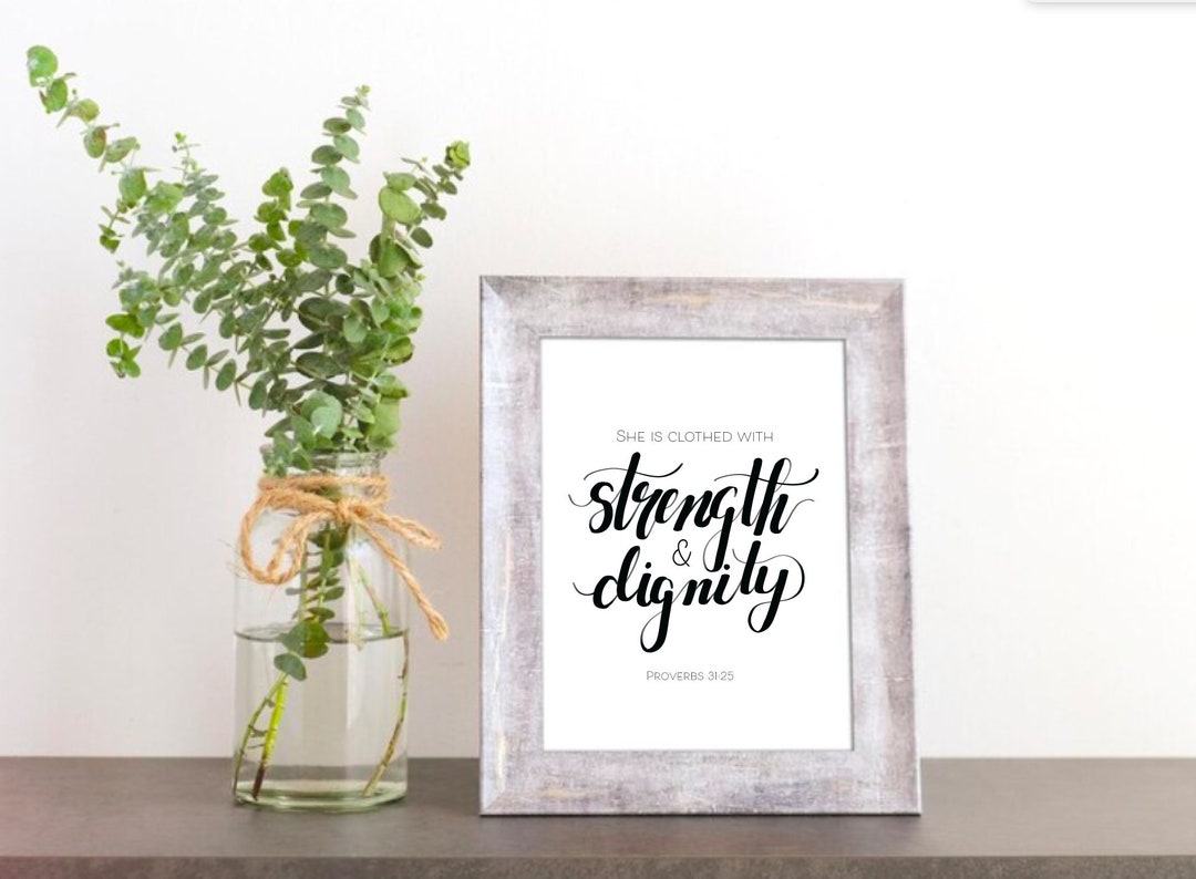 Proverbs 31:25 - Hand Lettered Scripture Art DIGITAL DOWNLOAD - Etsy