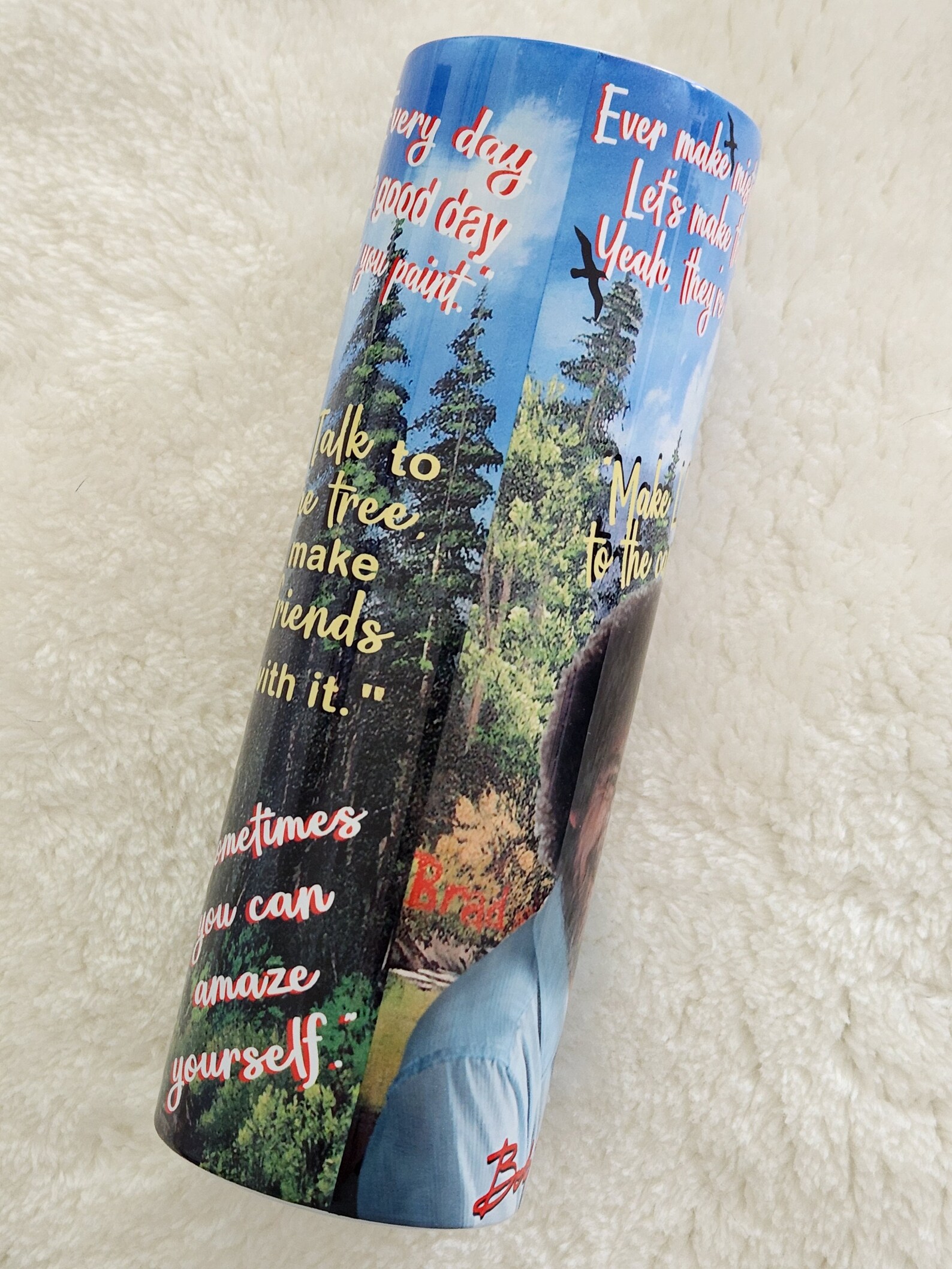 Bob Ross Gift, Bob Ross Tumbler, Reusable Water Bottle, 20 OZ Tumbler ...