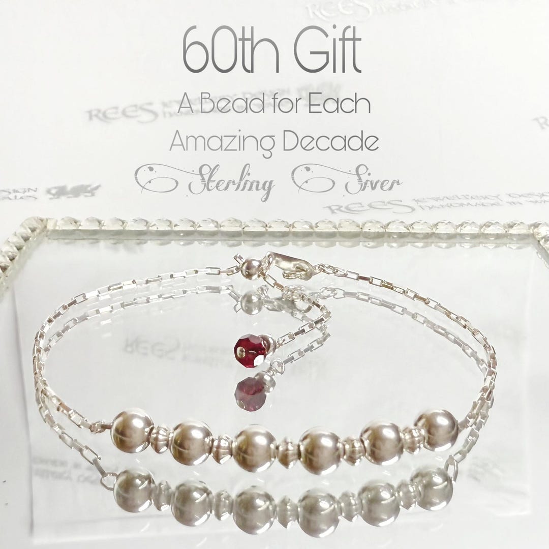 Sterling Silver 60th Birthday Bracelet With Birthstone Charm ...