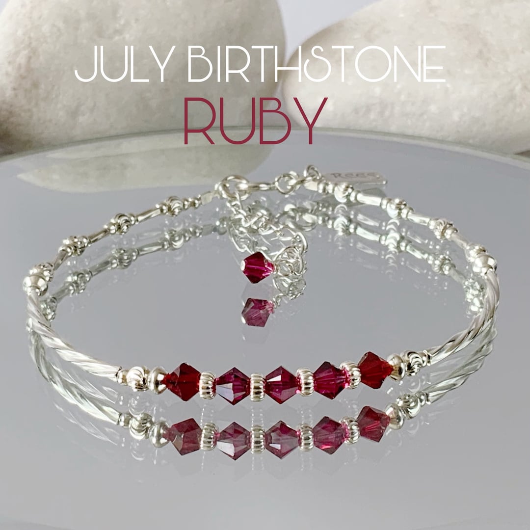 July Birthstone Bracelet, Gift for Women, Ruby Birthstone Jewelry ...